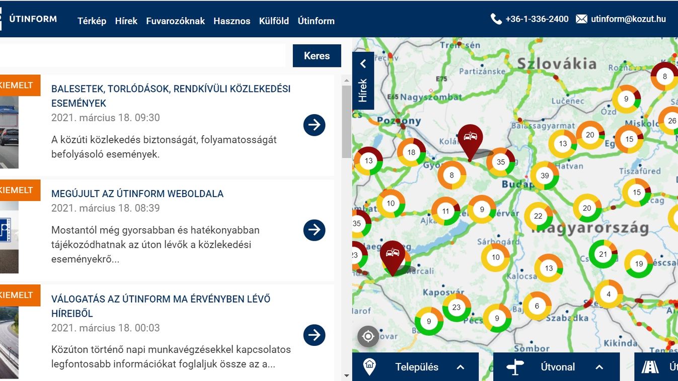 Megújult az Útinform weboldala