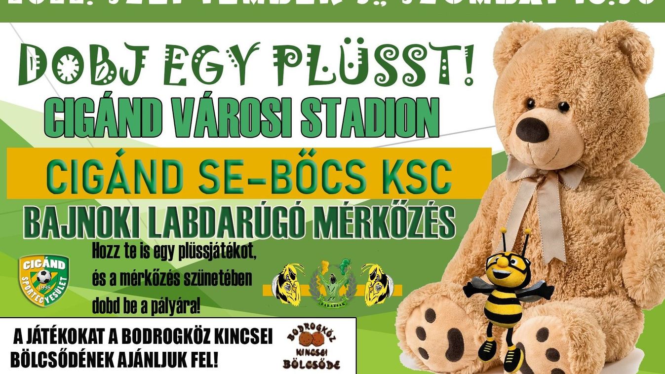 Plüssdobálást tartanak a cigándi stadionban