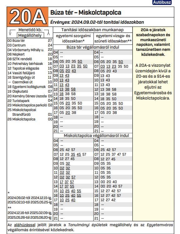 20A busz menetredje így változik!