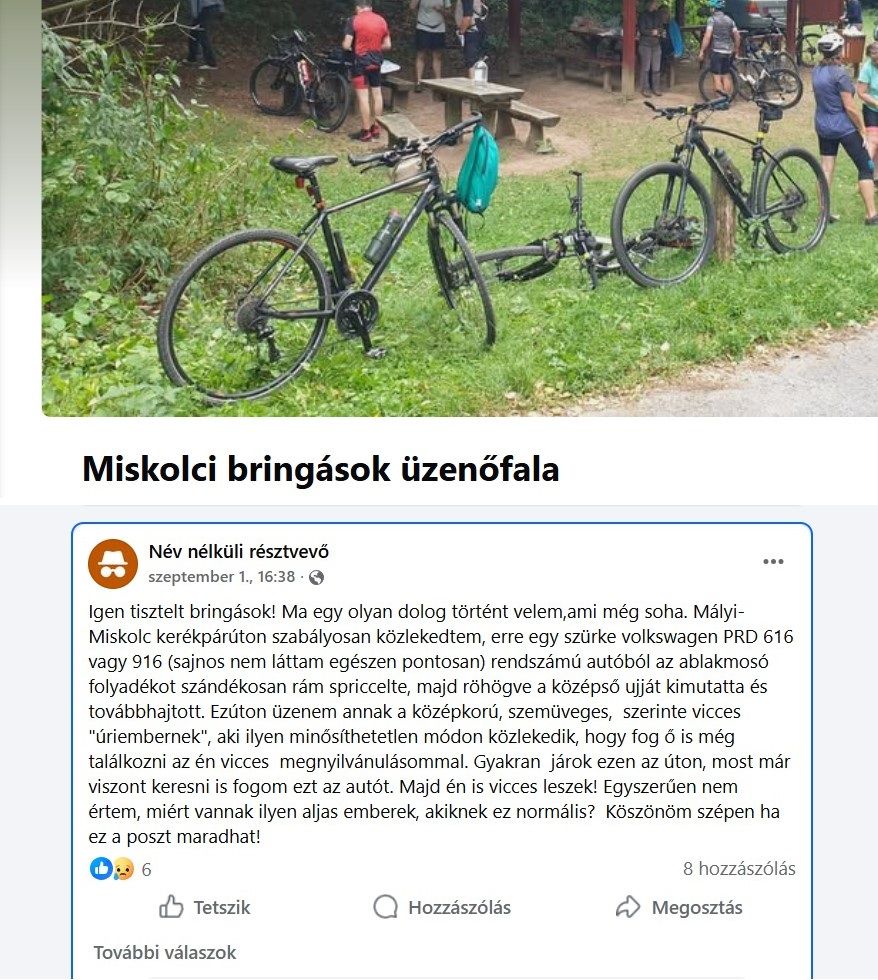 Lespriccelték a biciklist, aki megírta: „Majd én is vicces leszek!”